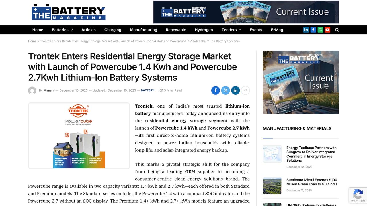 Trontek’s Powercube Home Battery Systems Featured in The Battery ...