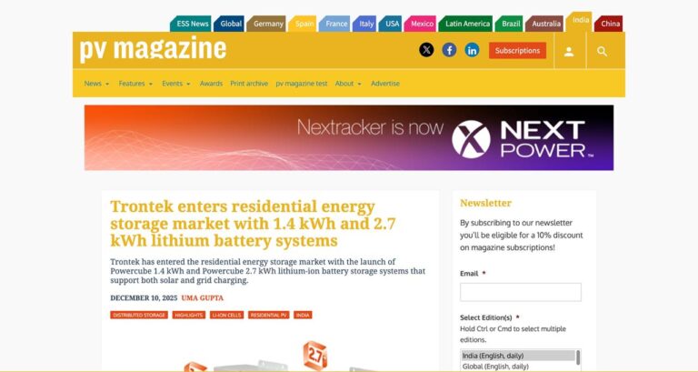 Trontek’s Powercube Residential Battery Systems Featured in Pv Magazine ...